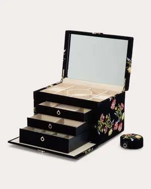 Wolf Zoe Embroidered Velvet Large Jewelry Box