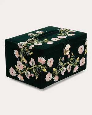 Wolf Zoe Embroidered Velvet Medium Jewelry Box