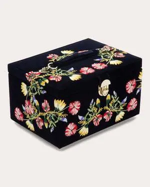 Wolf Zoe Embroidered Velvet Medium Jewelry Box