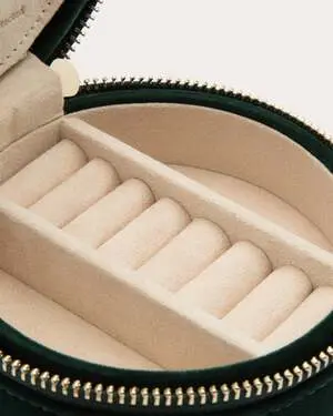 Wolf Zoe Embroidered Velvet Round Travel Case