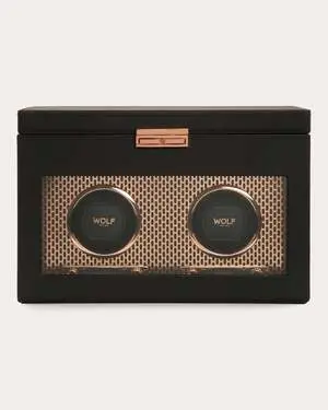Wolf Axis Double Watch Winder Storage Case - Black