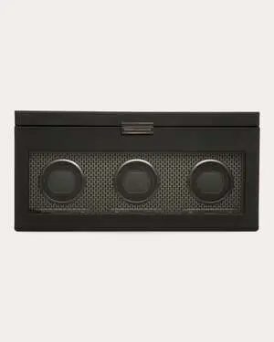 Wolf Axis Triple Watch Winder Storage Case - Black