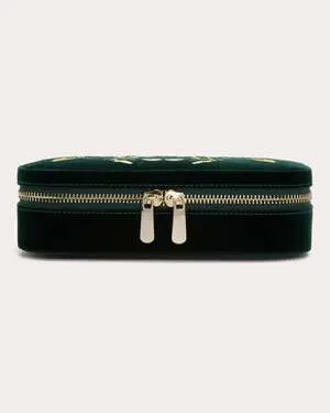 Wolf Zoe Embroidered Velvet Travel Zip Case