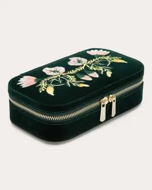 Wolf Zoe Embroidered Velvet Travel Zip Case