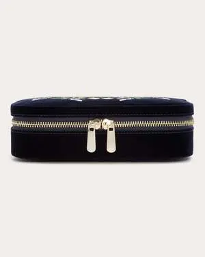 Wolf Zoe Embroidered Velvet Travel Zip Case