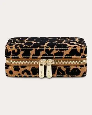 Wolf Savanna Leopard Zip Jewelry Case - Tan/black