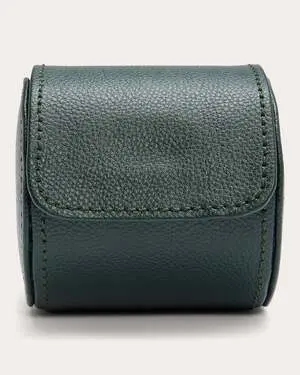 Wolf British Racing Leather Single Watch Roll - Green