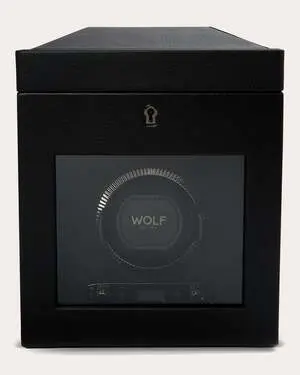 Wolf British Racing Single Watch Winder Storage Case - Black