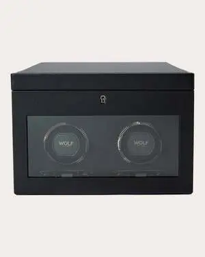 Wolf British Racing Double Watch Winder Storage Case - Black