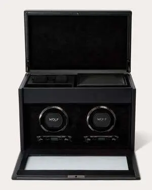 Wolf British Racing Double Watch Winder Storage Case