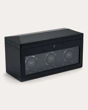 Wolf British Racing Triple Watch Winder Storage Case