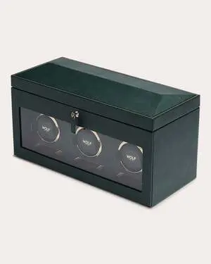 Wolf British Racing Triple Watch Winder Storage Case
