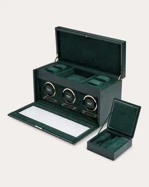 Wolf British Racing Triple Watch Winder Storage Case