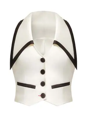 TIA DORRAINE Cropped Tailored Waistcoat - Black/white