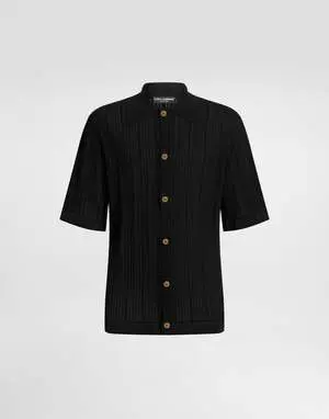 Dolce & Gabbana Perforated Cotton Shirt - Black