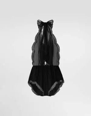 Dolce & Gabbana Chiffon And Lace Bodysuit - Black