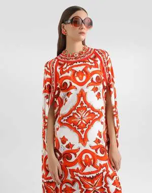 Dolce & Gabbana Majolica-print Charmeuse Dress