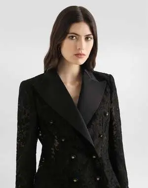 Dolce & Gabbana Double-breasted Jacket In Cordonetto Lace