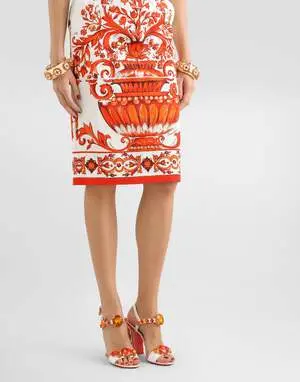 Dolce & Gabbana Majolica Print Brocade Midi Skirt