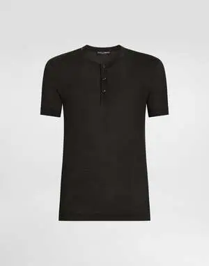Dolce & Gabbana Silk Serafino T-shirt - Grey