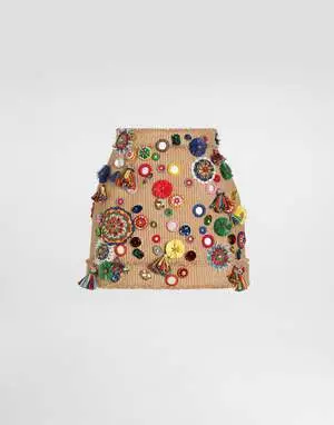 Dolce & Gabbana Raffia Miniskirt With Applications