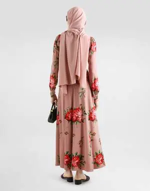 Dolce & Gabbana Rose Bouquet Print Charmeuse Long Dress