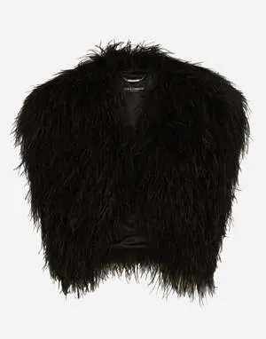 Dolce & Gabbana Ostrich Feather Bolero Jacket - Black