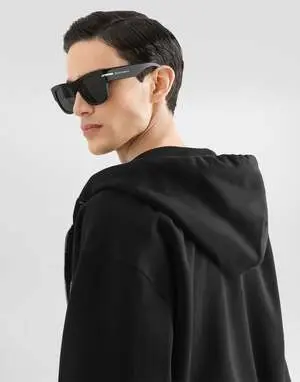 Dolce & Gabbana Cotton Zip-up Hooded Sweatshirt With Logo Plate