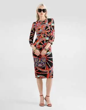 Dolce & Gabbana Carretto-print Charmeuse Dress - Multicolor