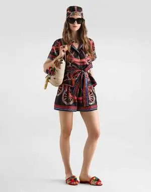 Dolce & Gabbana Carretto-print Silk Bermuda Shorts