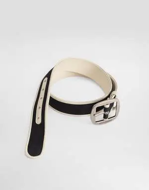 Dolce & Gabbana Logo Buckle Canvas And Calfskin Belt