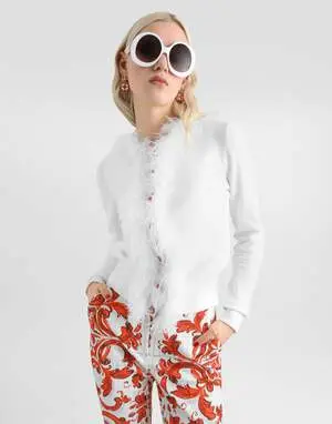 Dolce & Gabbana Feather Trim Cardigan