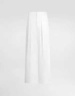 Dolce & Gabbana Stretch Cotton Gabardine Trousers - White