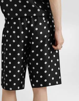 Dolce & Gabbana Polka Dot-print Silk Twill Bermuda Shorts