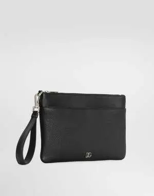 Dolce & Gabbana Calfskin Toiletry Bag With Dg Logo