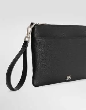 Dolce & Gabbana Calfskin Toiletry Bag With Dg Logo