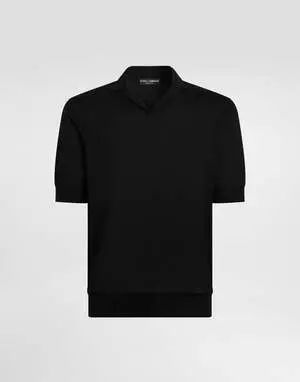 Dolce & Gabbana Silk Knit Polo Shirt - Black