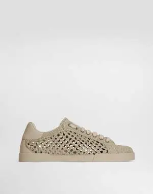 Dolce & Gabbana Portofino Sneakers In Woven Leather - Beige