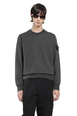Stone Island Crewneck Sweatshirt With Removable Logo Badge - Grey