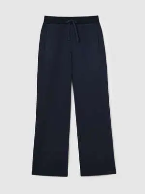 REISS Laney Premium Interlock Wide-leg Joggers - Navy