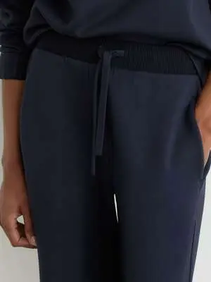 REISS Laney Premium Interlock Wide-leg Joggers - Navy