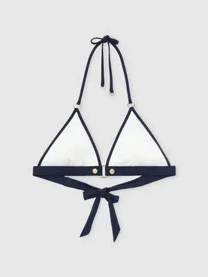 REISS Saskia Contrast Halterneck Triangle Bikini Top