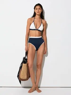 REISS Saskia Contrast Halterneck Triangle Bikini Top