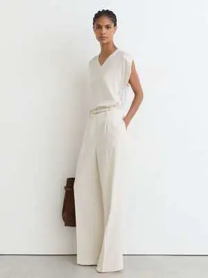 REISS Renita V-neck Sleeveless Top - White