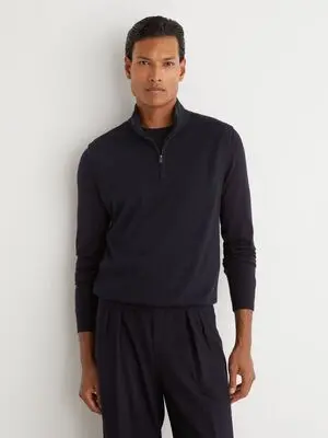 REISS Wool Half-zip Funnel Neck Vest