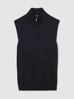 REISS Wool Half-zip Funnel Neck Vest