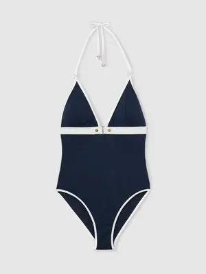 REISS Gigi Colour-block Textured Swimsuit
