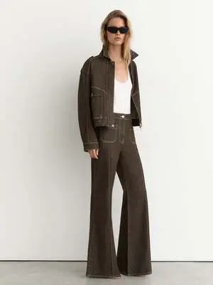 REISS Blair Petite Relaxed Denim Bomber Jacket