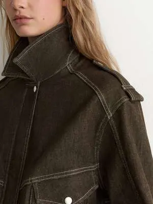 REISS Blair Petite Relaxed Denim Bomber Jacket