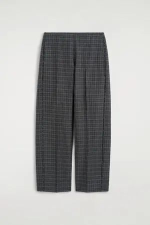 Cos Fringed Checked Linen-cotton Pants - Gray